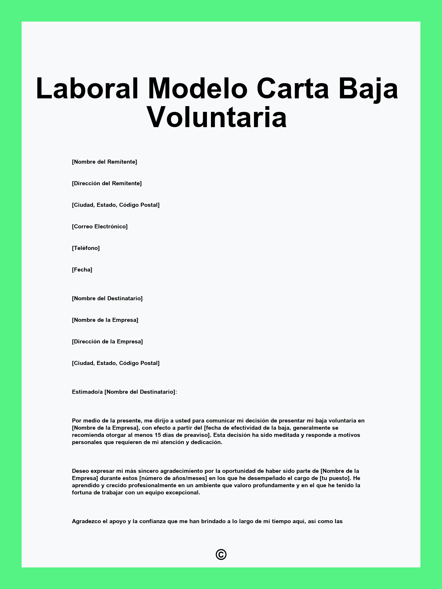Laboral Modelo Carta Baja Voluntaria