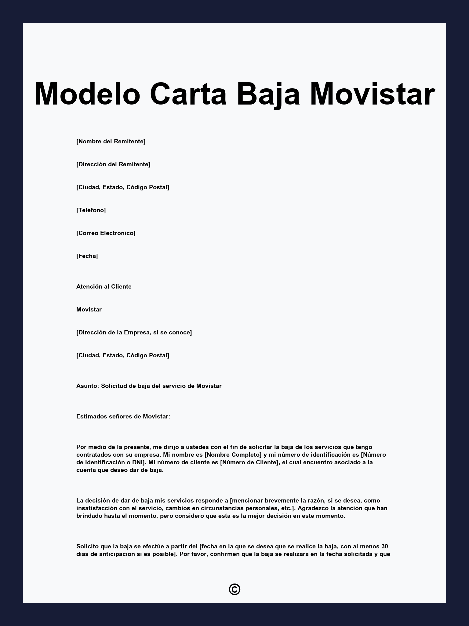 Modelo Carta Baja Movistar