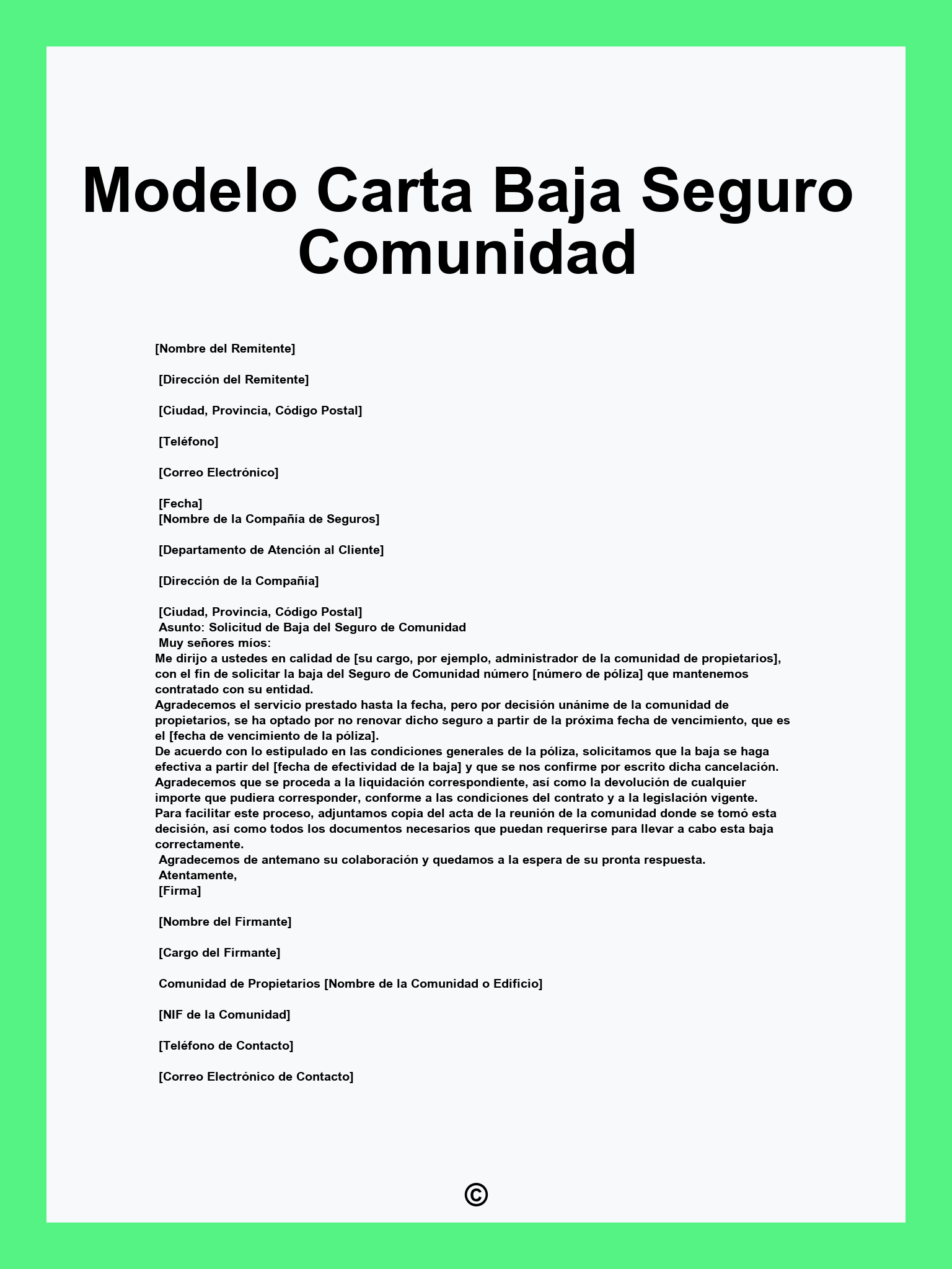 Modelo Carta Baja Seguro Comunidad