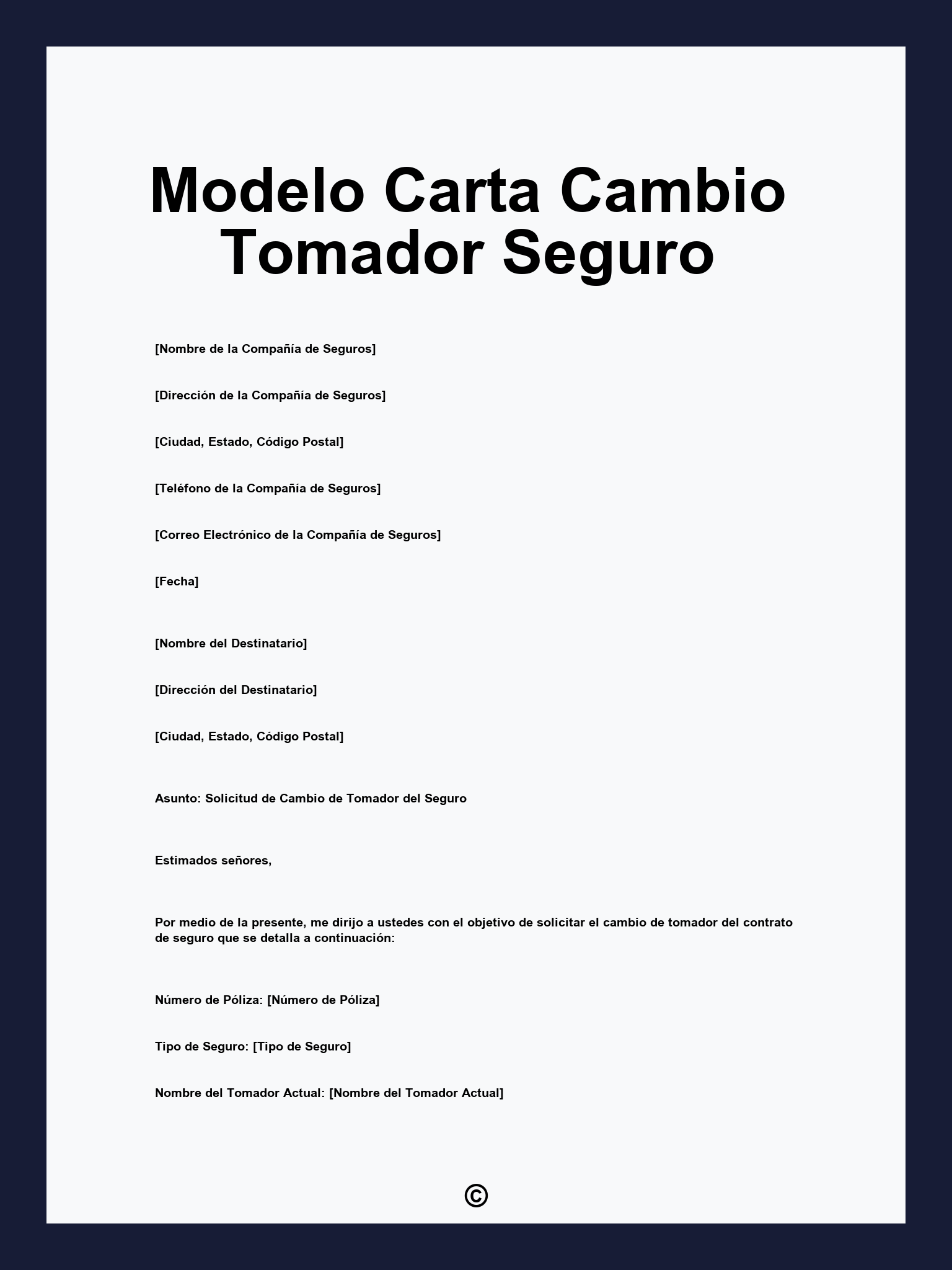 Modelo Carta Cambio Tomador Seguro