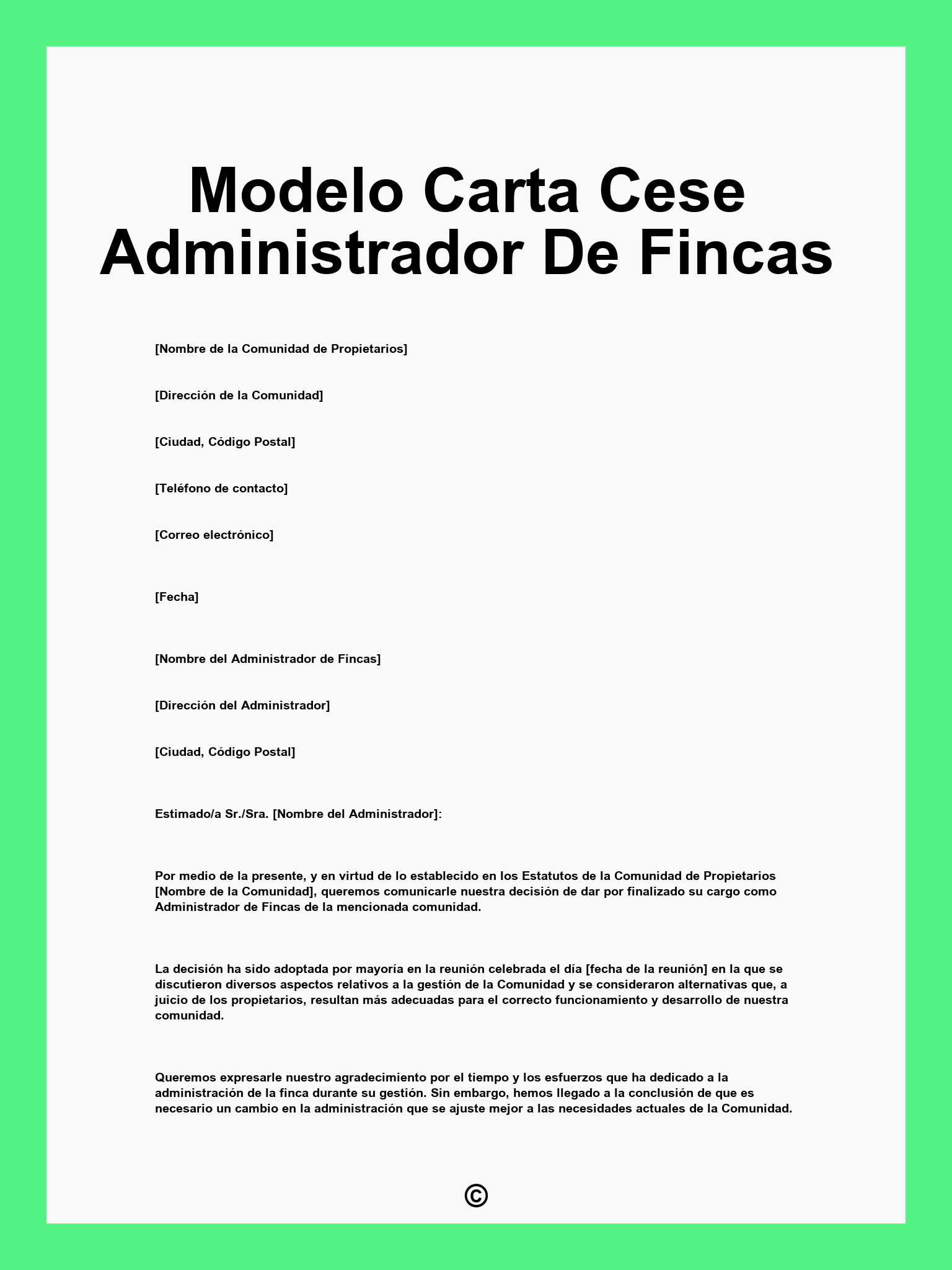 Modelo Carta Cese Administrador De Fincas