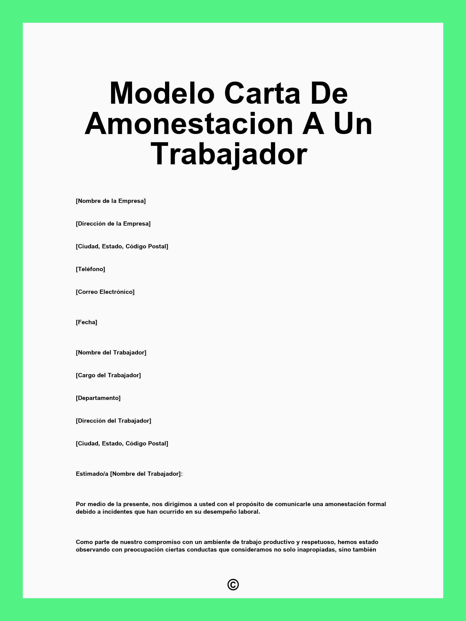 Modelo Carta De Amonestacion A Un Trabajador