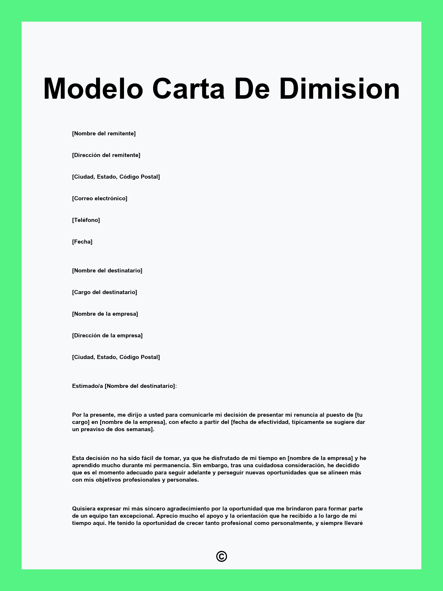 Modelo Carta De Dimision