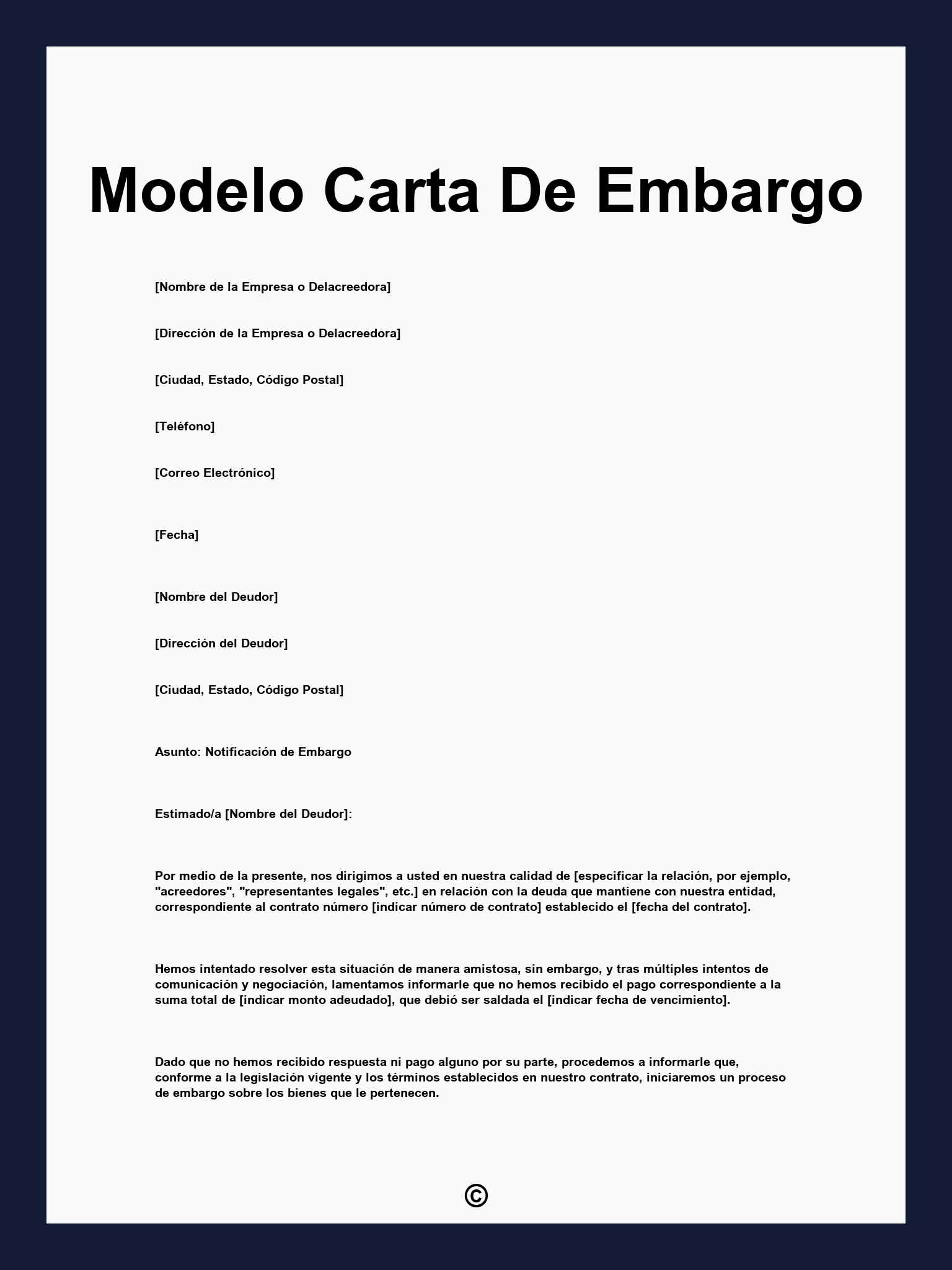 Modelo Carta De Embargo