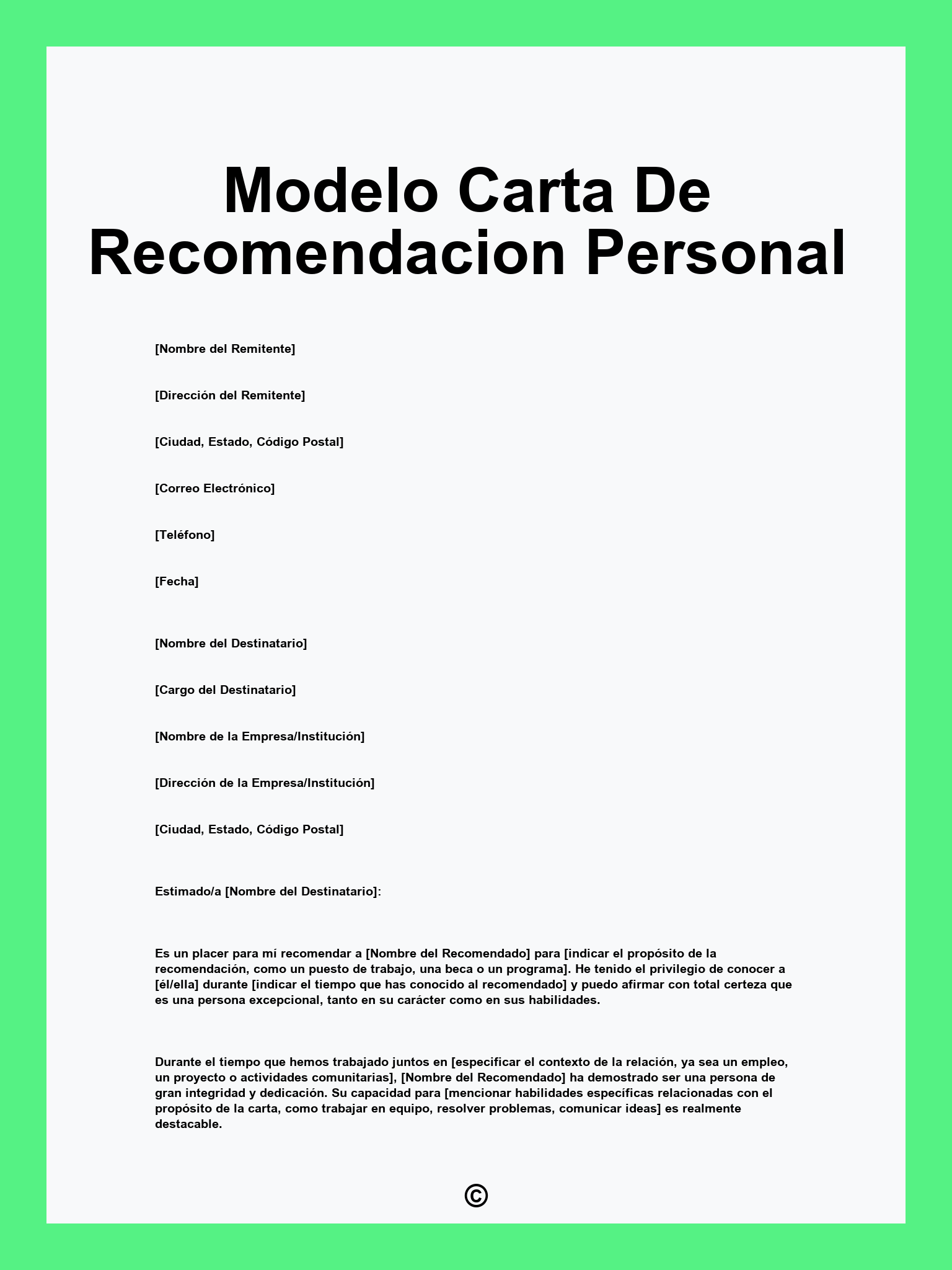 Modelo Carta De Recomendacion Personal Word