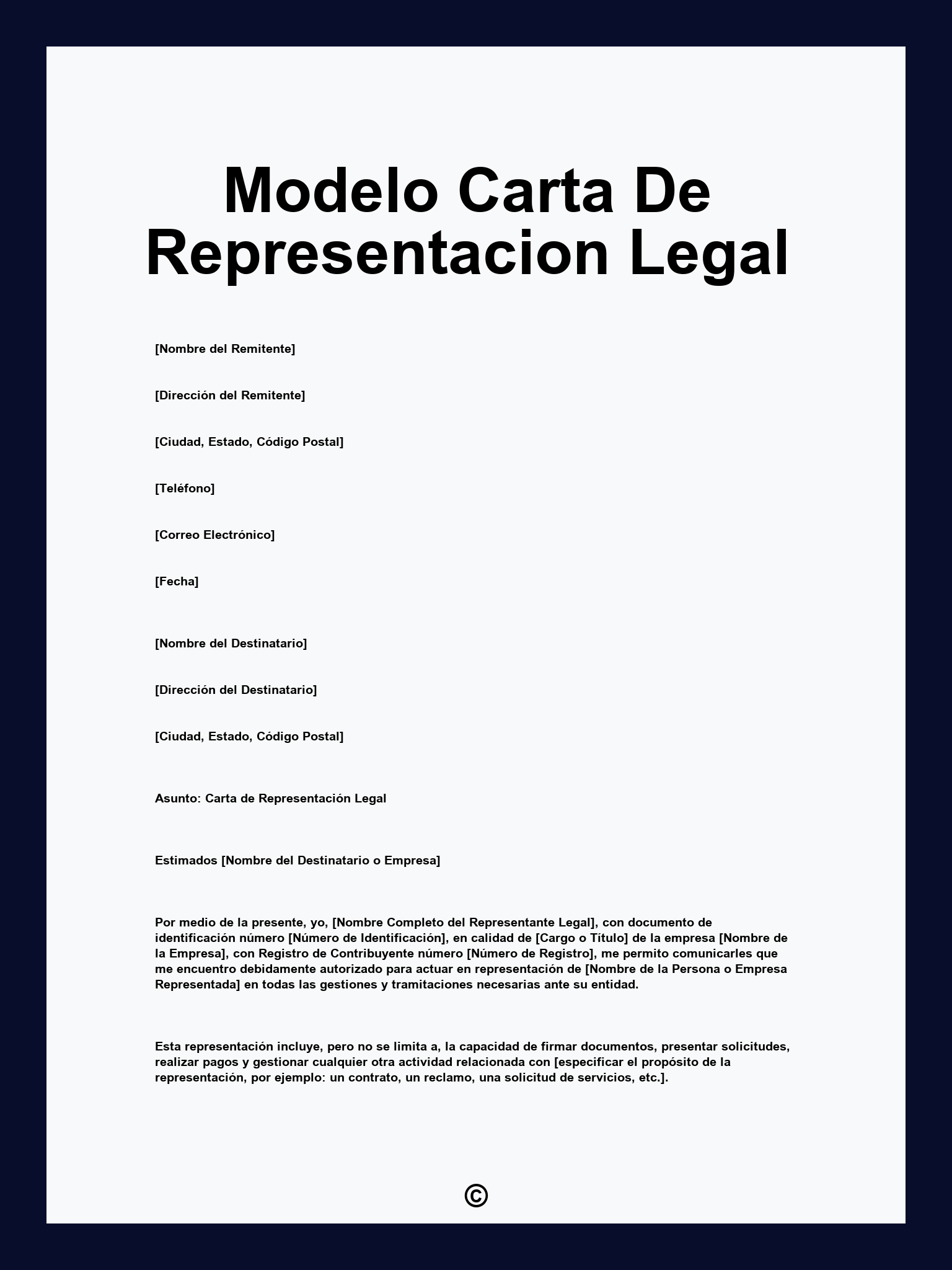 Modelo Carta De Representacion Legal