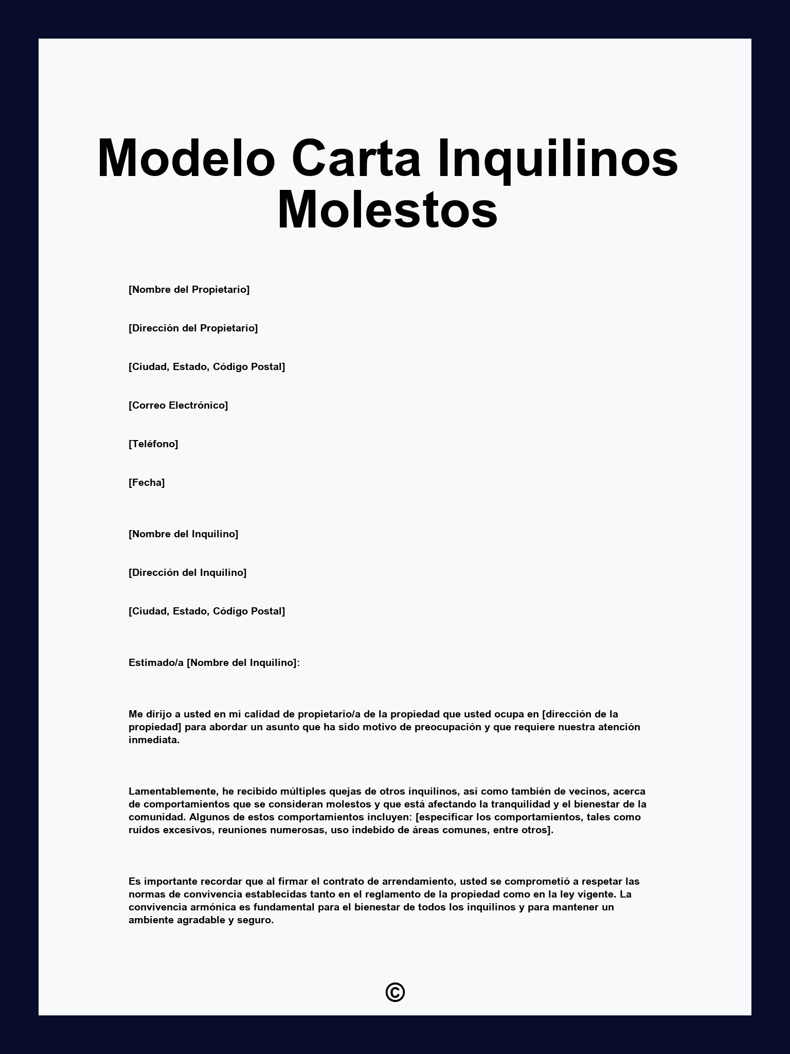 Modelo Carta Inquilinos Molestos