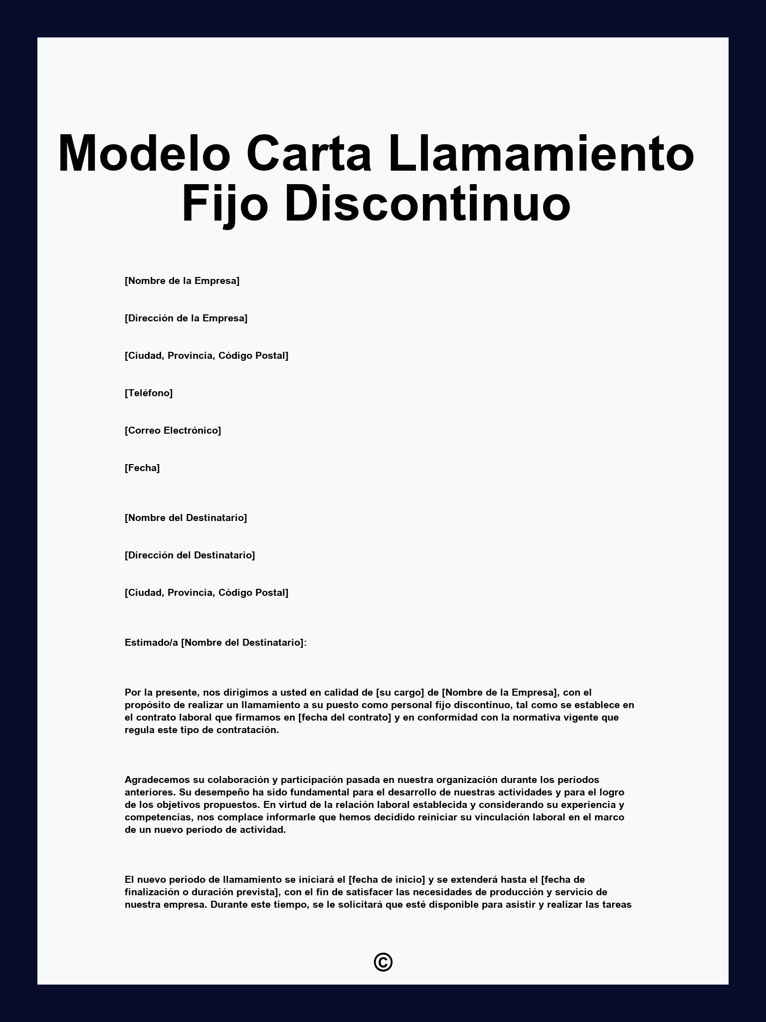 Modelo Carta Llamamiento Fijo Discontinuo