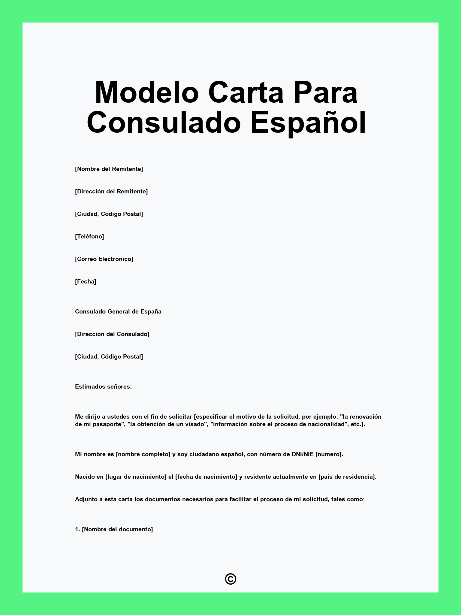 Modelo Carta Para Consulado Español