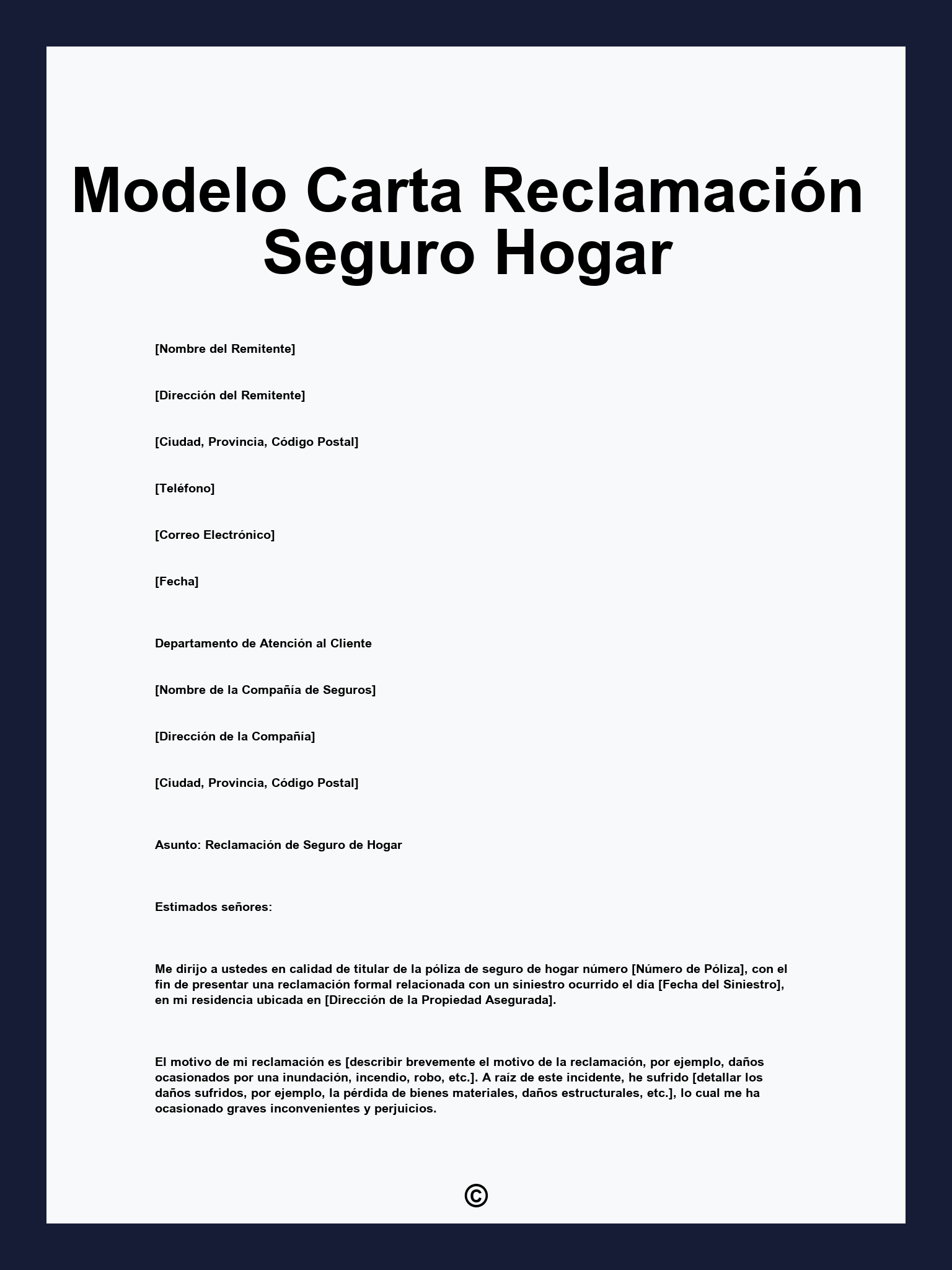 Modelo Carta Reclamación Seguro Hogar